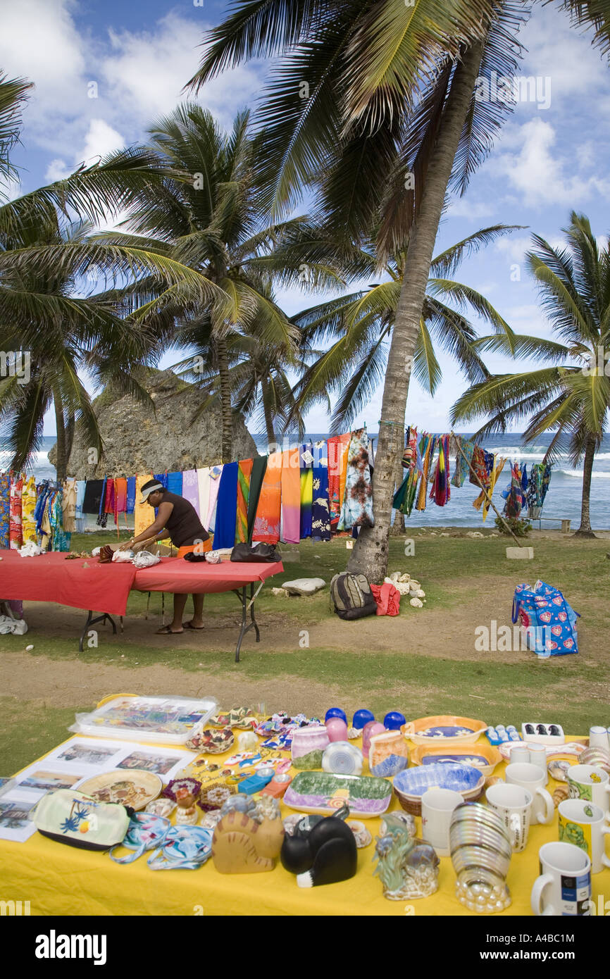 Local market stalls at Bathsheba Barbados Caribbean Stock Photo - Alamy