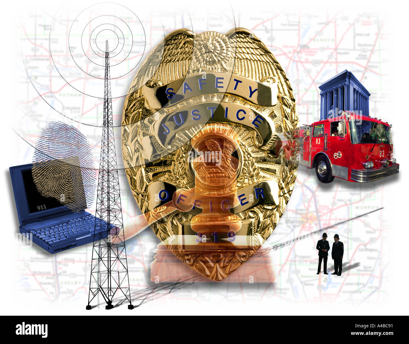 Government safety and justice are the themes of this digital collage ...