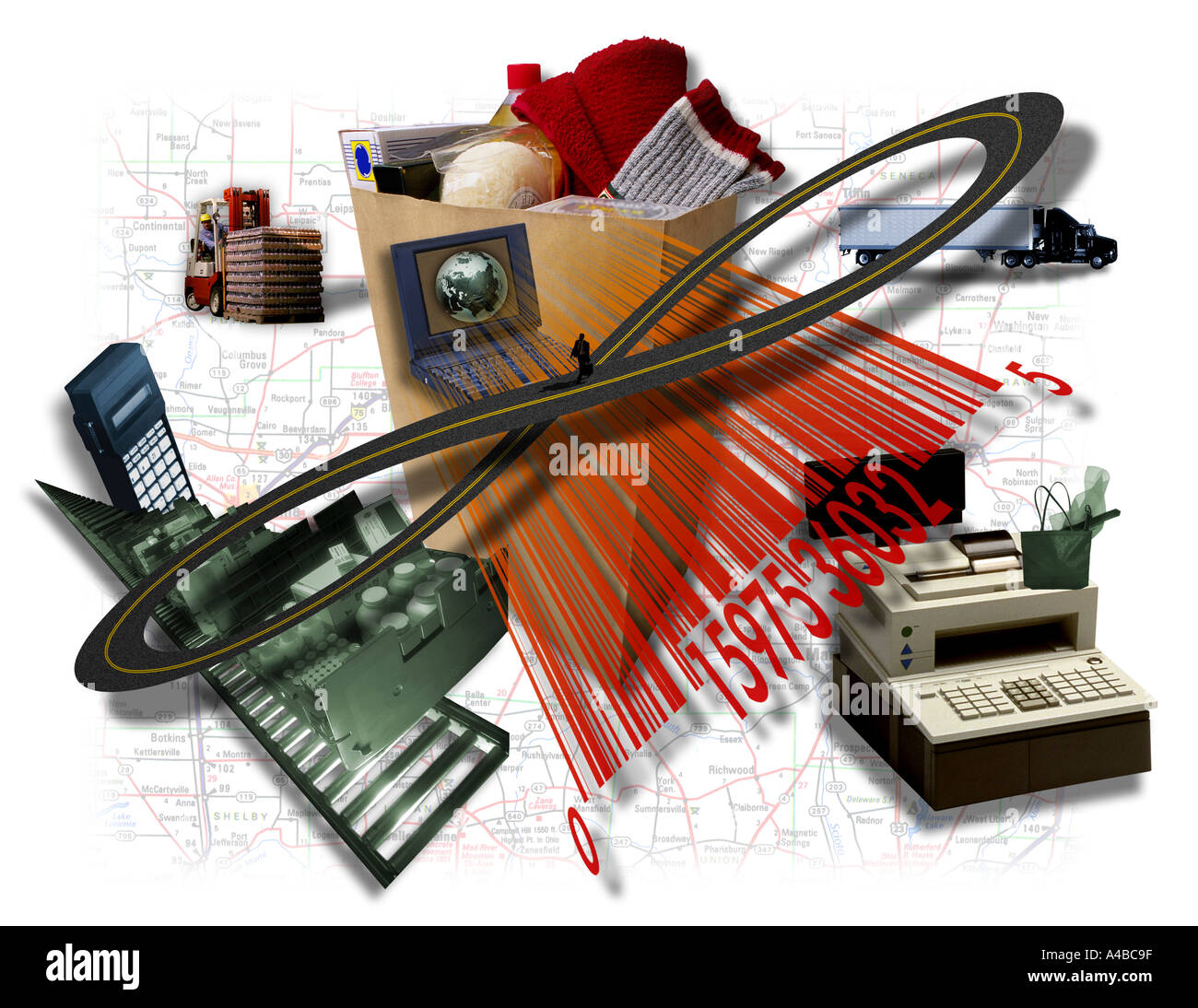 Global distribution chain is the theme of this digital collage Stock ...