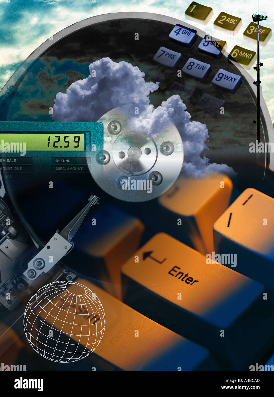 Technology collage representing general computer and communication ...