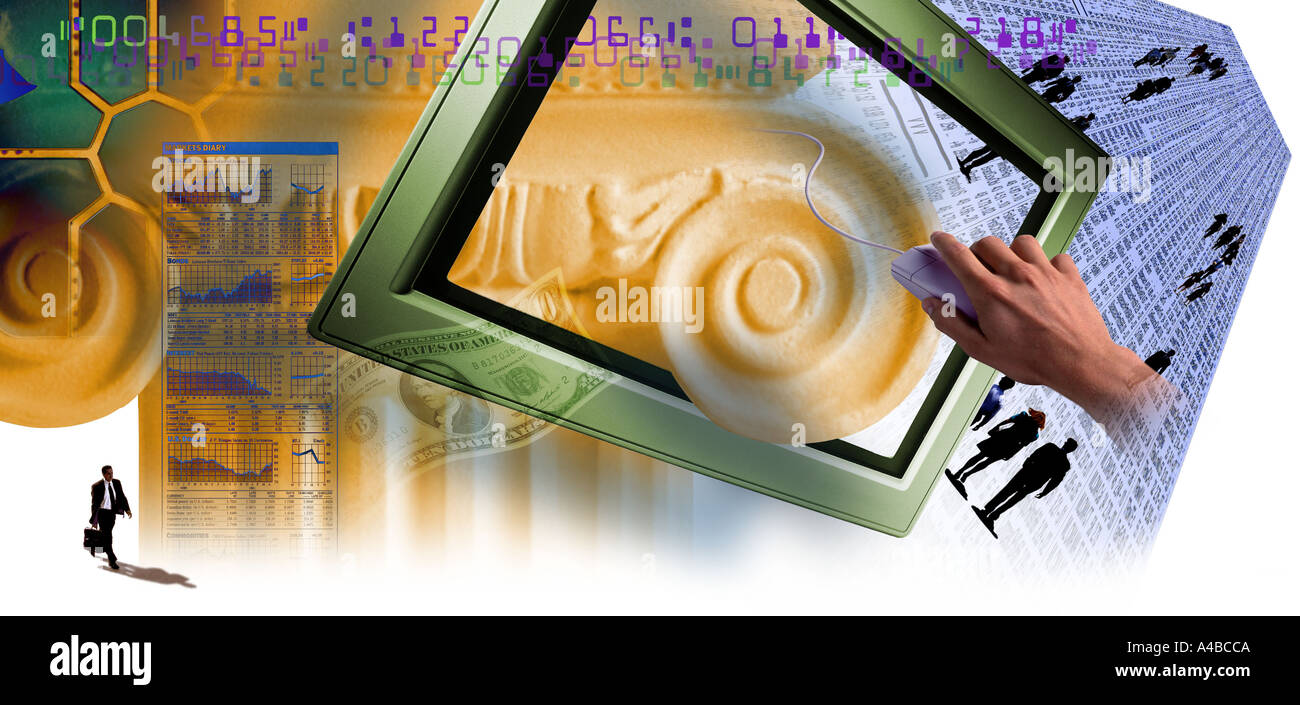 Financial collage with technology theme Stock Photo - Alamy