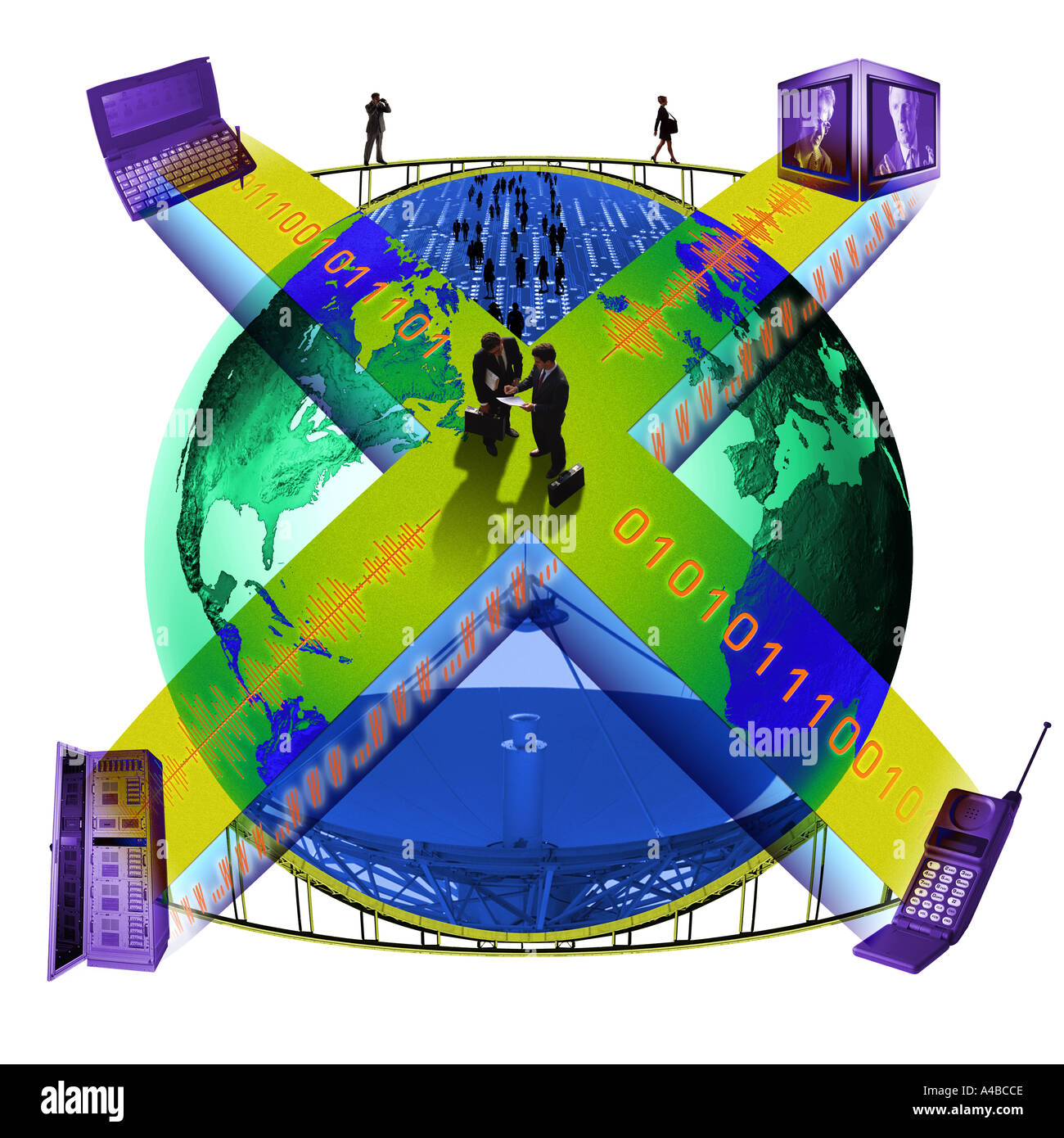 Communications collage representing connection between technology ...