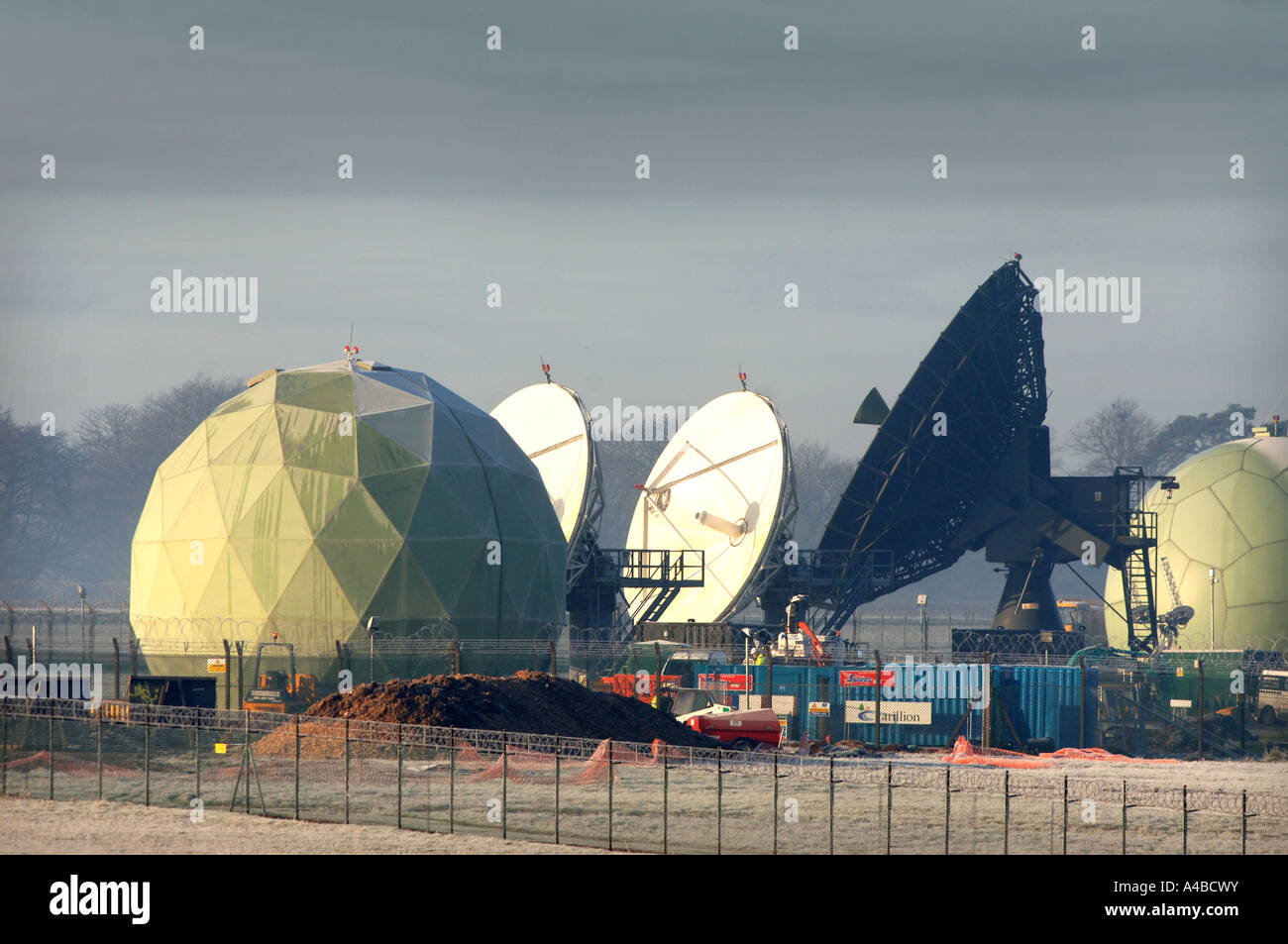 SATELITE DISHES AT THE COLERNE BARRACKS FORMERLY AN RAF BASE WILTSHIRE ...