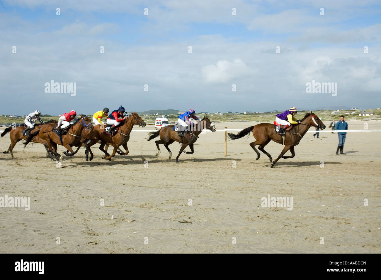 Point to point horse racing on Omey beach, County Galway, Ireland Stock ...