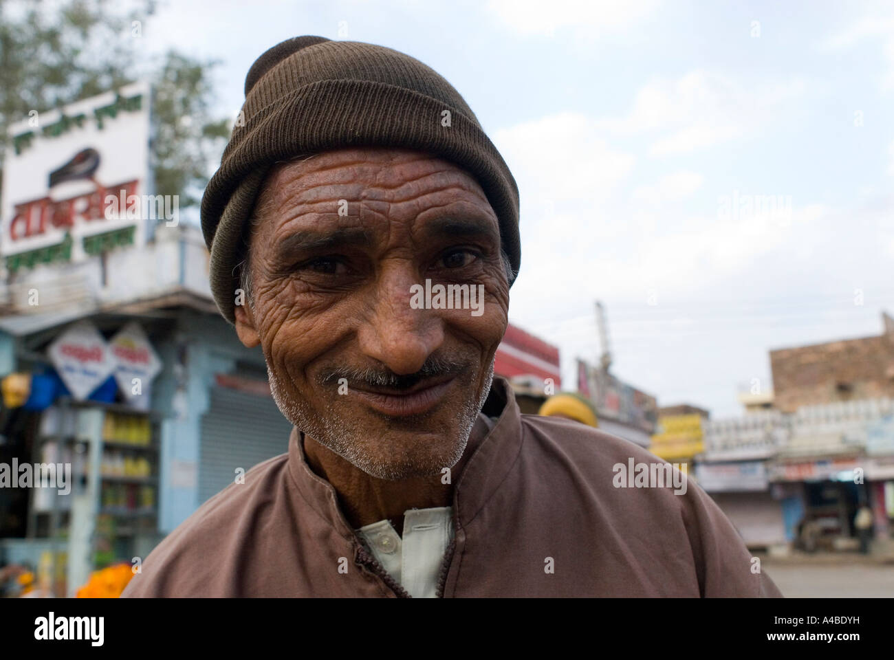 Stock image of old rajput man in stocking cap in Bundi Rajasthan India ...