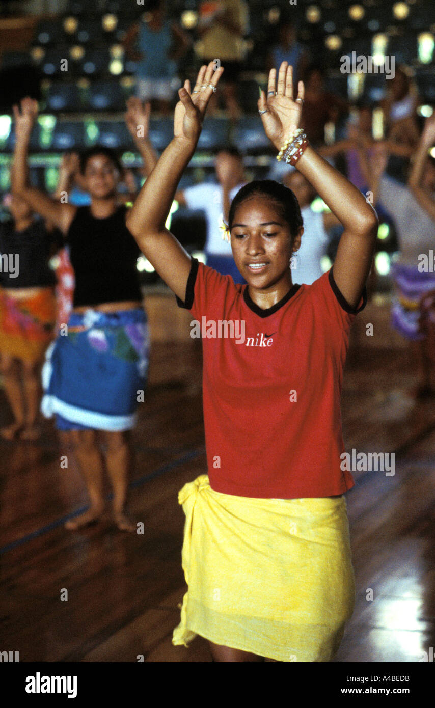 Cook Islands Rarotonga Girl rehearsing dance at the National Auditorium ...