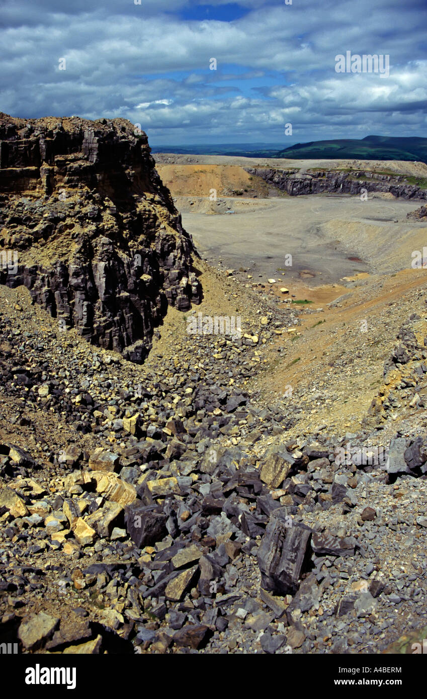 Disused limestone quarry at Blaen Onneu on Llangynidr moors Brecon ...