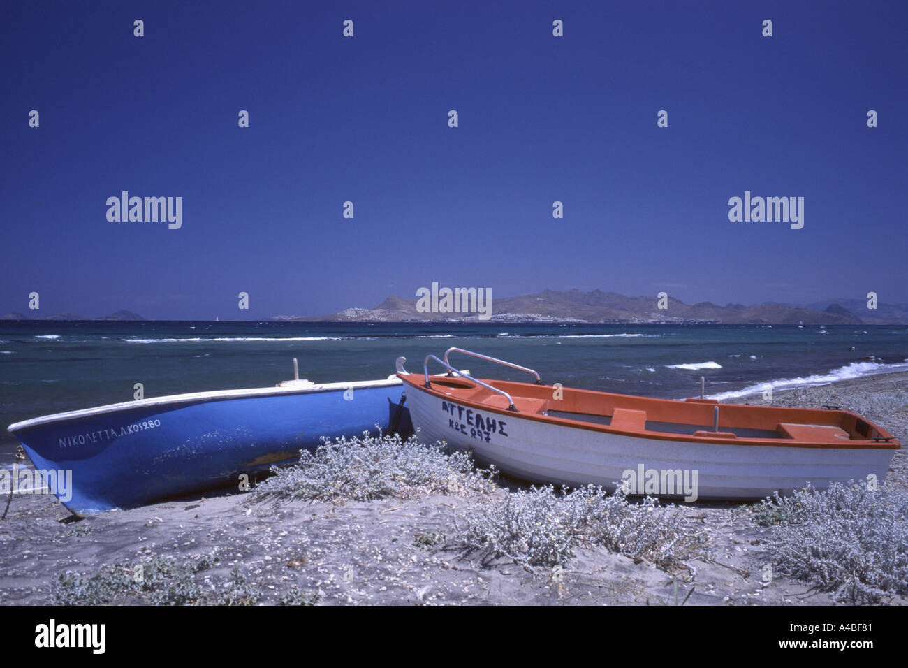 Dinghies Rowing Boats on Beach Tingaki Greek Island of Kos Dodecanese ...