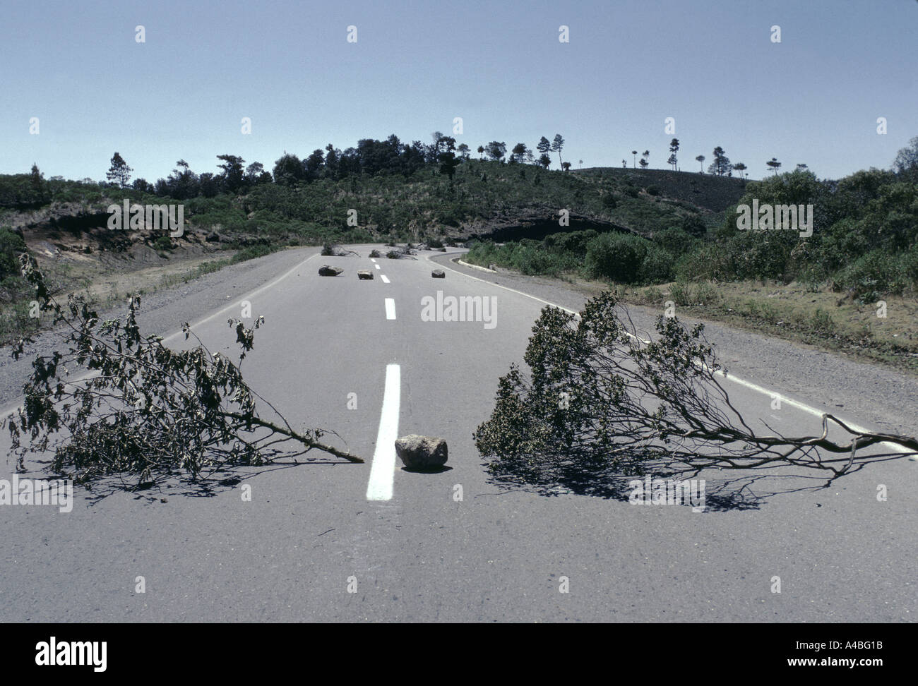 pan american highway 120 km small guerilla roadblock Stock Photo - Alamy