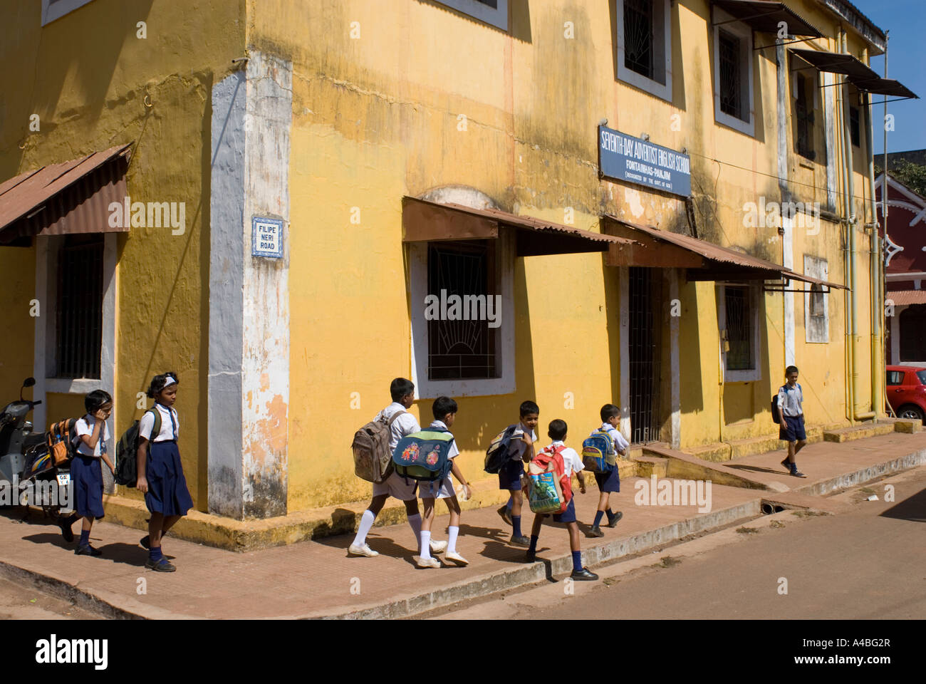 Stock Image of school children in uniforms in Panaji or Panjim Goa ...