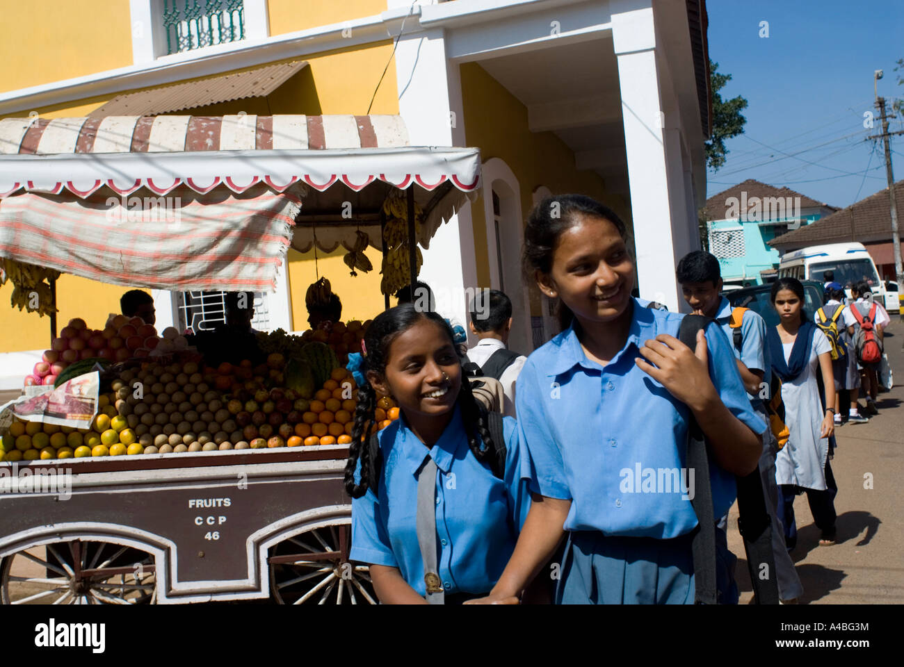 Stock Image of school children in uniforms in Panaji or Panjim Goa ...