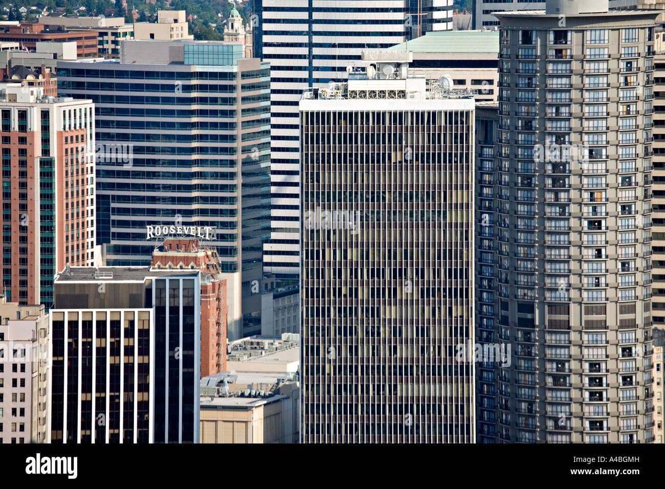 Landmark Roosevelt building dwarfed by modern skyscrapers with ...
