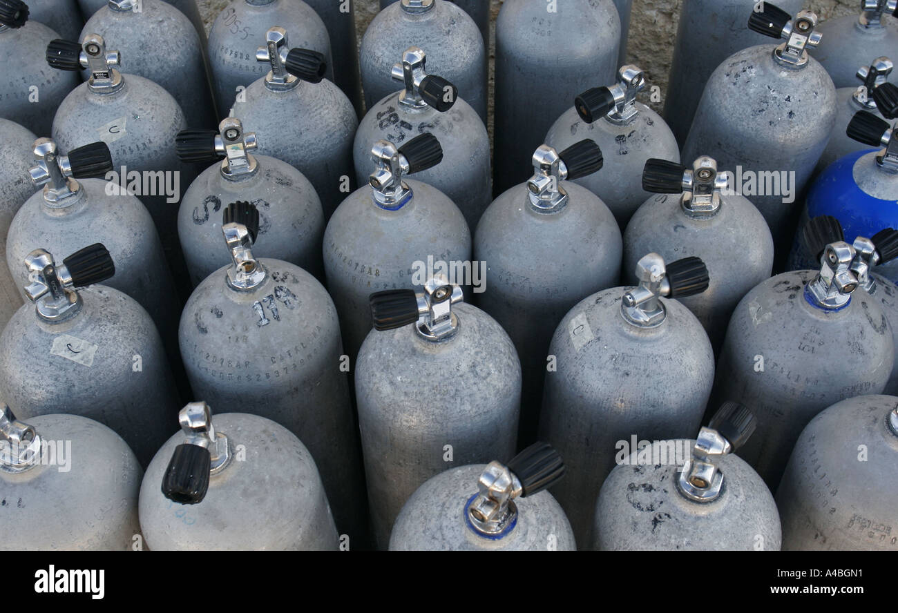 Oxygen bottles for Divers Stock Photo - Alamy