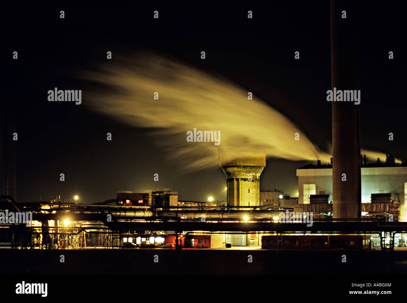 Smoke fumes rising from floodlit hi-res stock photography and images ...