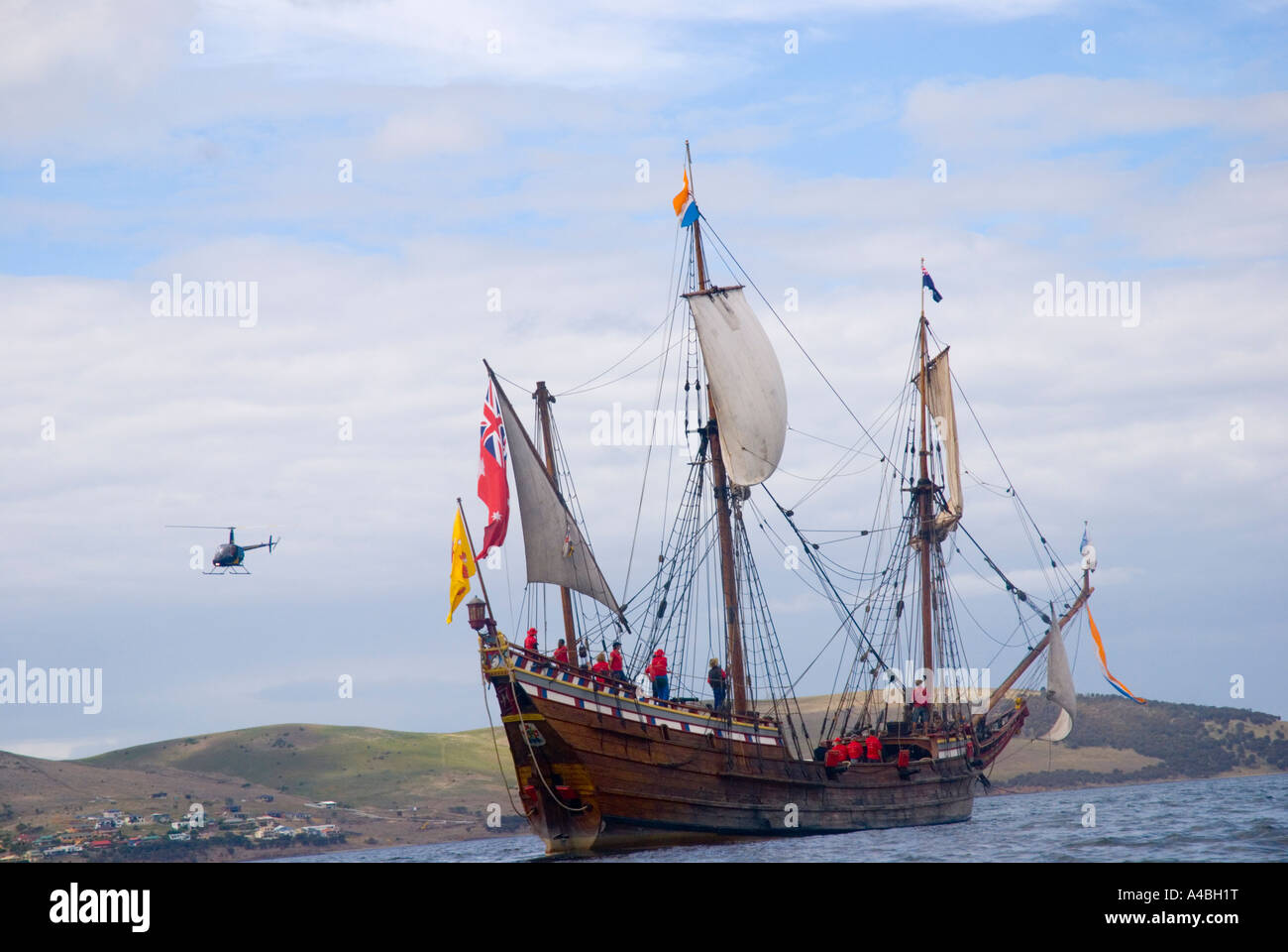 The replica of the 17th Century Dutch ship The Duyfken in the parade of ...