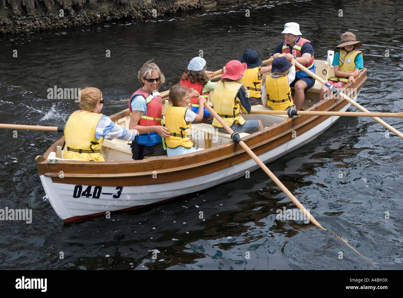 Children learning to row during the Australian Wooden Boat Festival ...