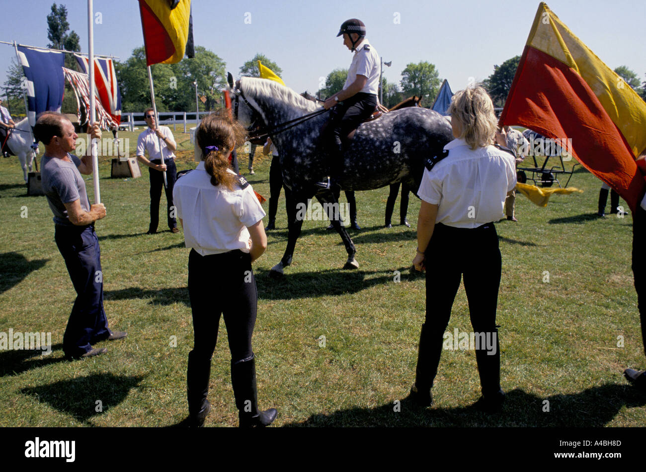 Police horse training at Metropolitan Police's Imber Court Mounted ...