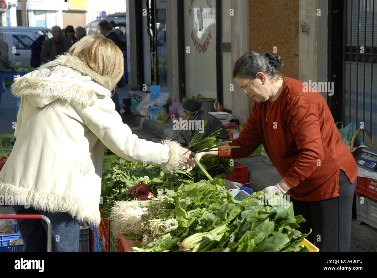 Street vegetable market scene Larnaka Cyprus Stock Photo - Alamy
