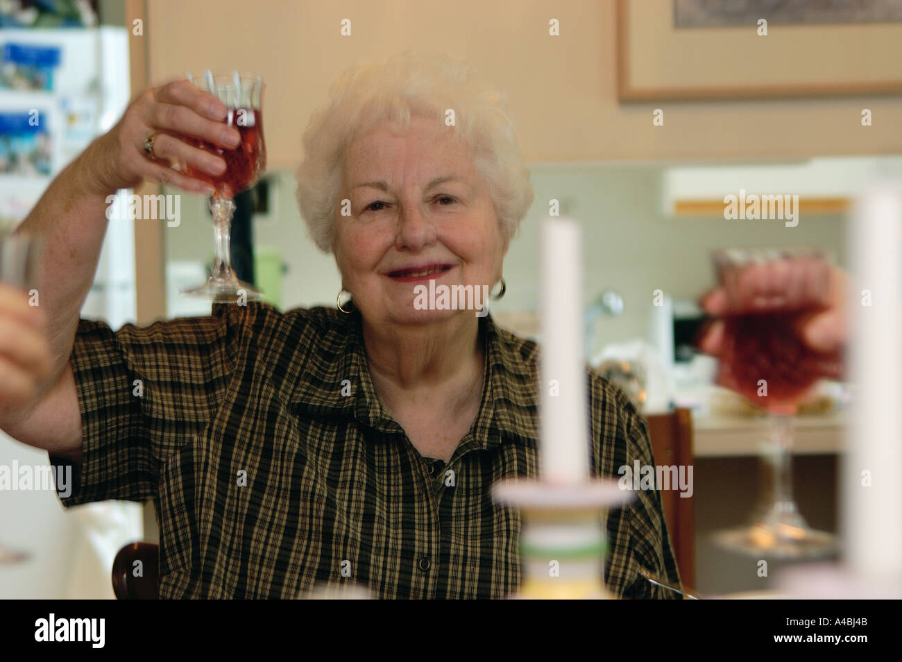 Senoir citizen offering a toast Stock Photo - Alamy