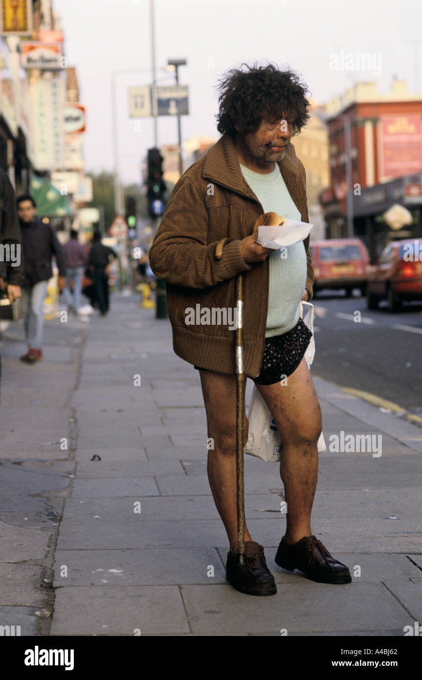 alcoholic on the street kings cross london 1992 Stock Photo - Alamy