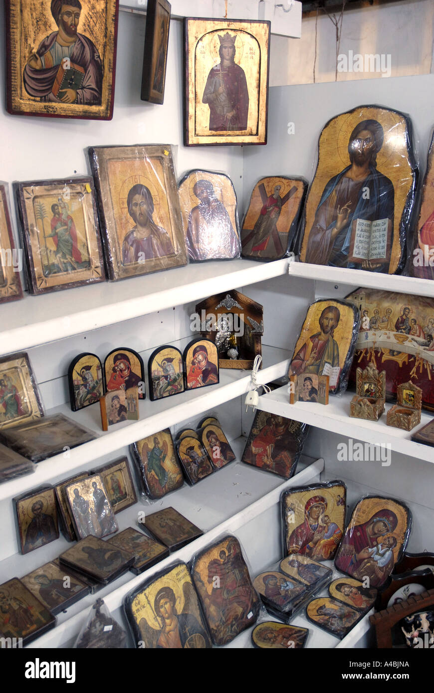 Religious icons in a souvenir shop Larnaka Cyprus Stock Photo - Alamy