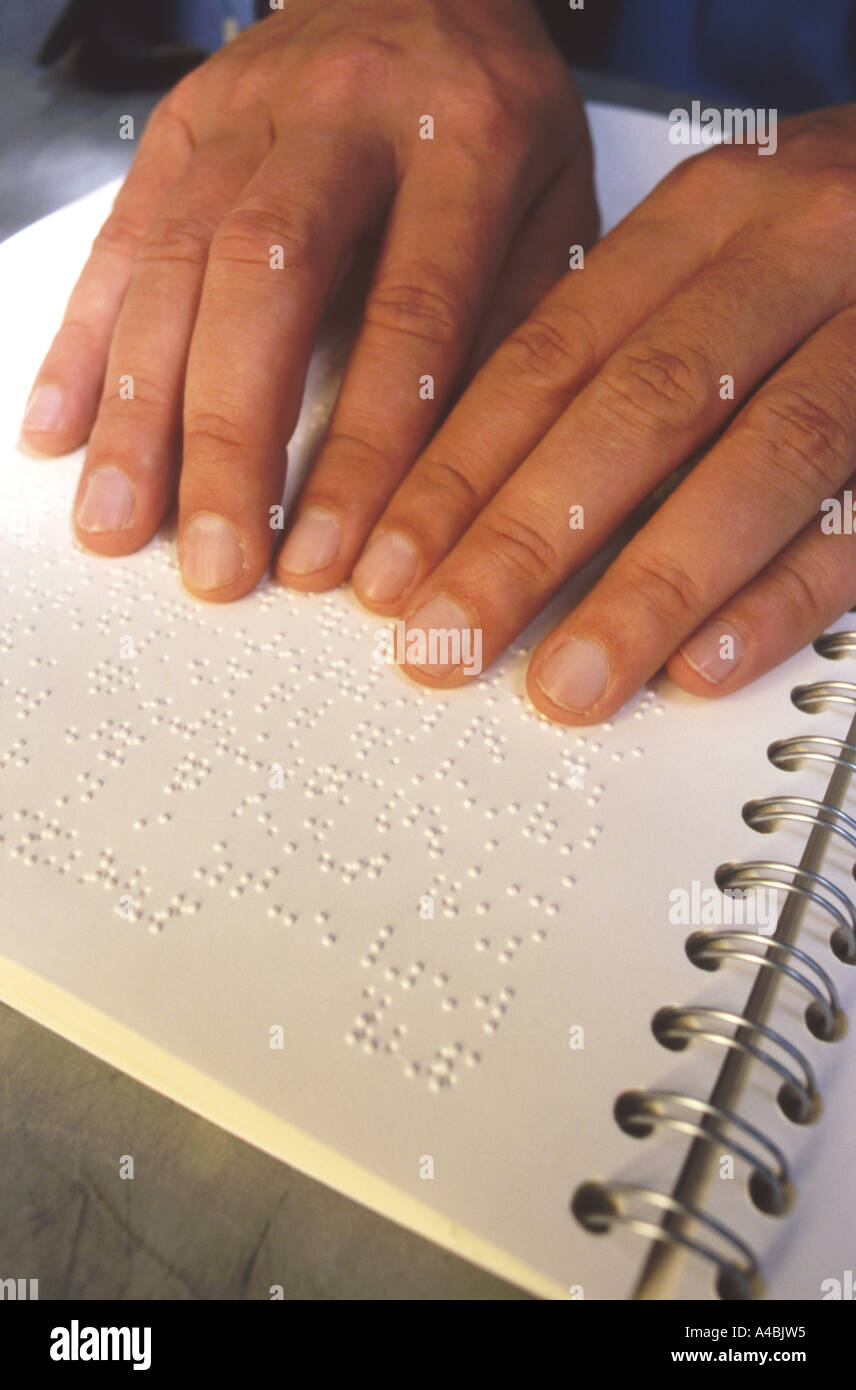 Reading in Braille Stock Photo - Alamy