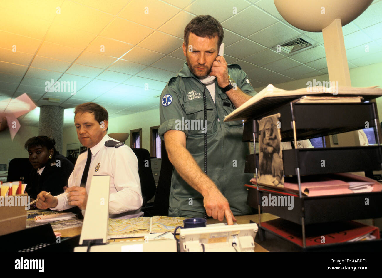 london ambulance paramedic advisor in the control room at the waterloo ...