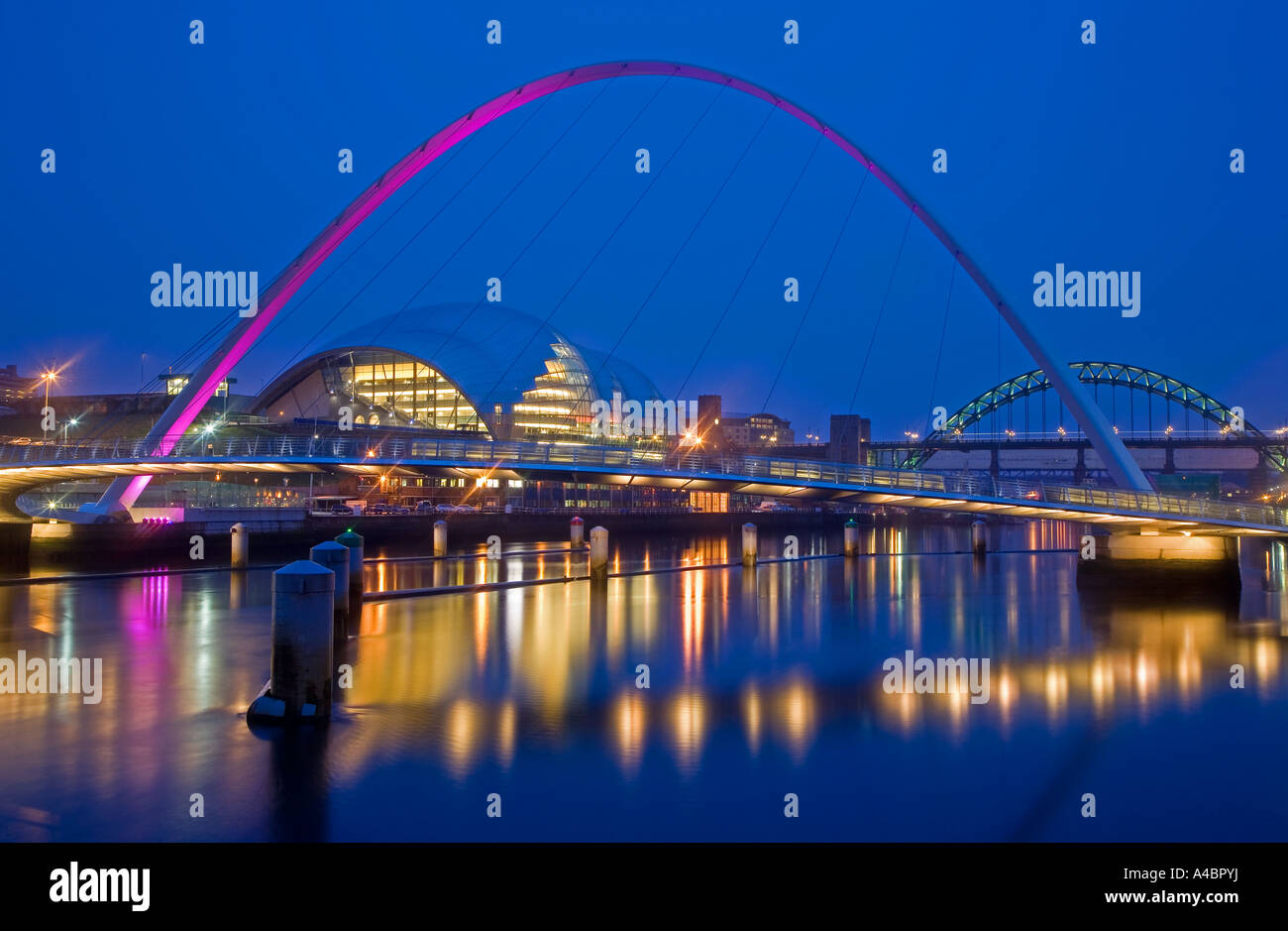 Millennium Bridge at dusk Stock Photo - Alamy