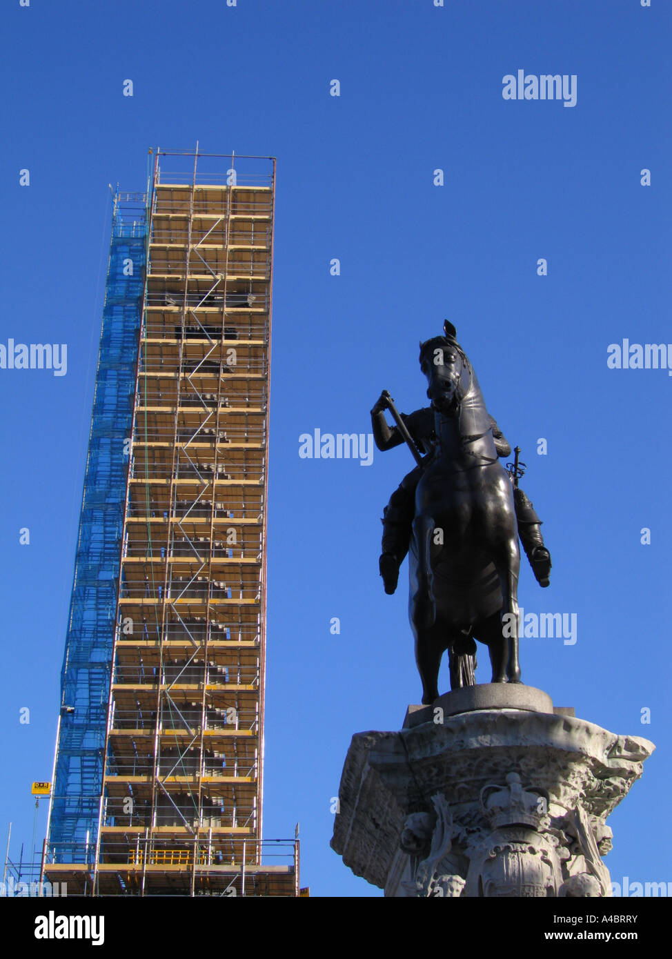 Nelson s Column clad in scaffolding whilst being cleaned and King ...