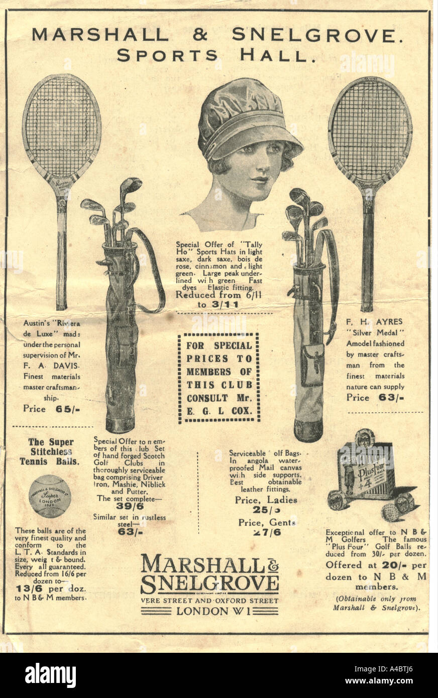 Sports equipment advertisement circa 1925 Stock Photo - Alamy