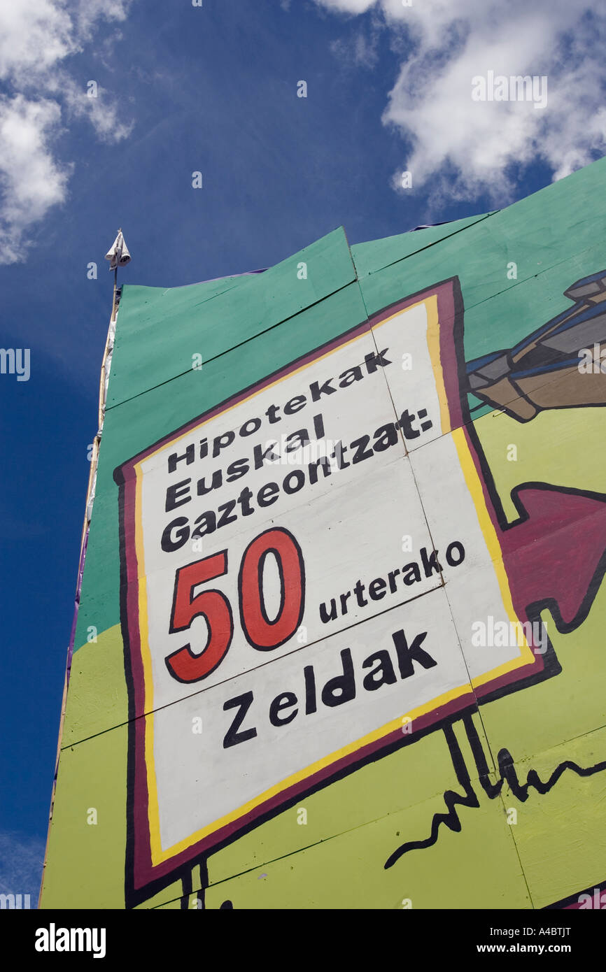 Sign in Basque language Euskara during Aste Nagusia fiesta, Bilbao ...