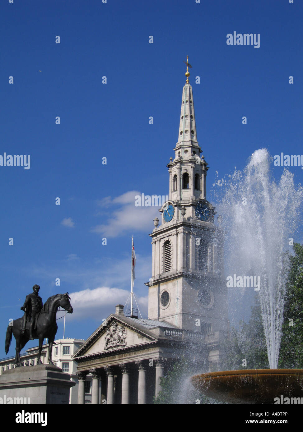St Martin in the Fields statue of King George IV and fountain City of ...