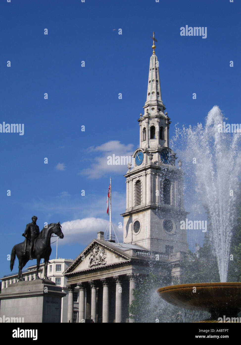 St Martin in the Fields statue of King George IV and fountain City of ...