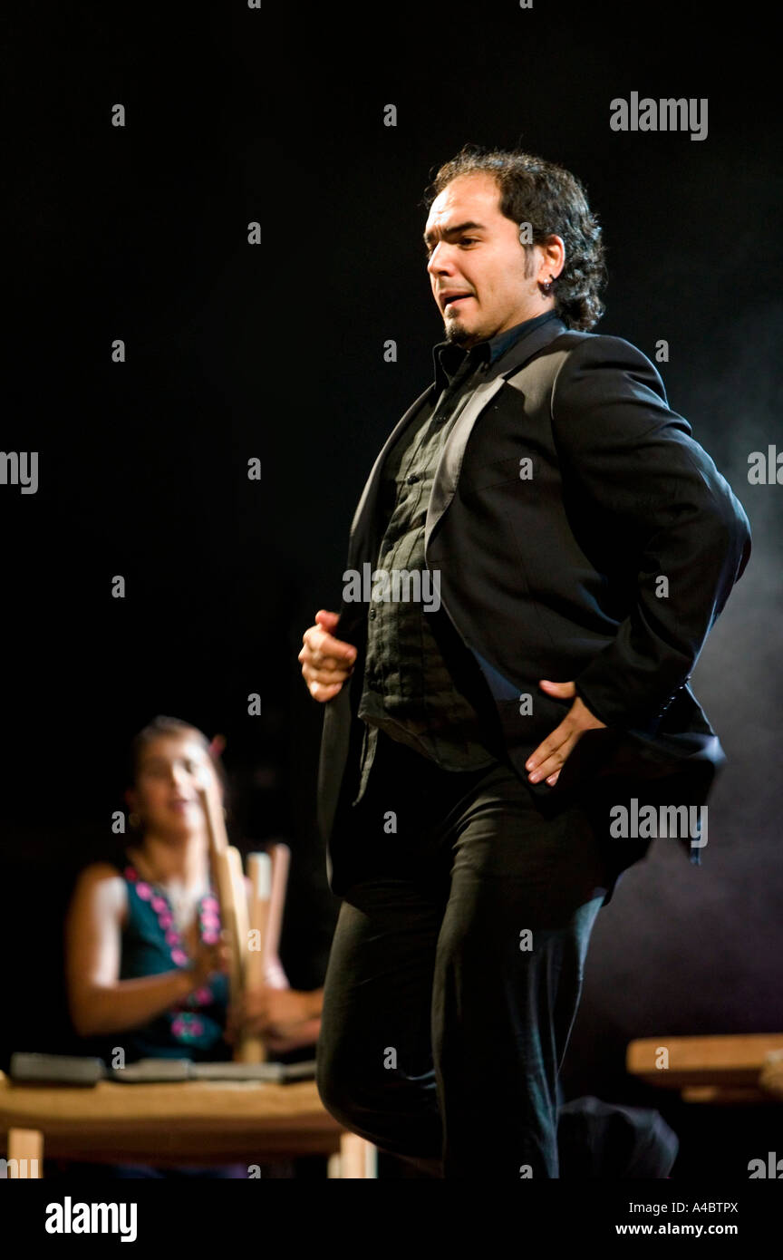 Man dressed in black performing flamenco dance, Plaza Nueva, Aste ...