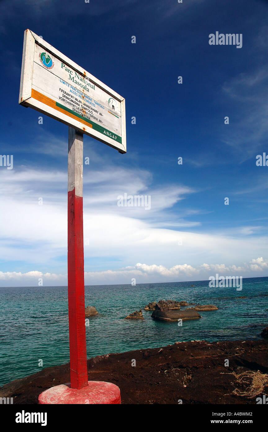 Sign indicating that this area is part of Tampolo Marine Reserve Stock ...
