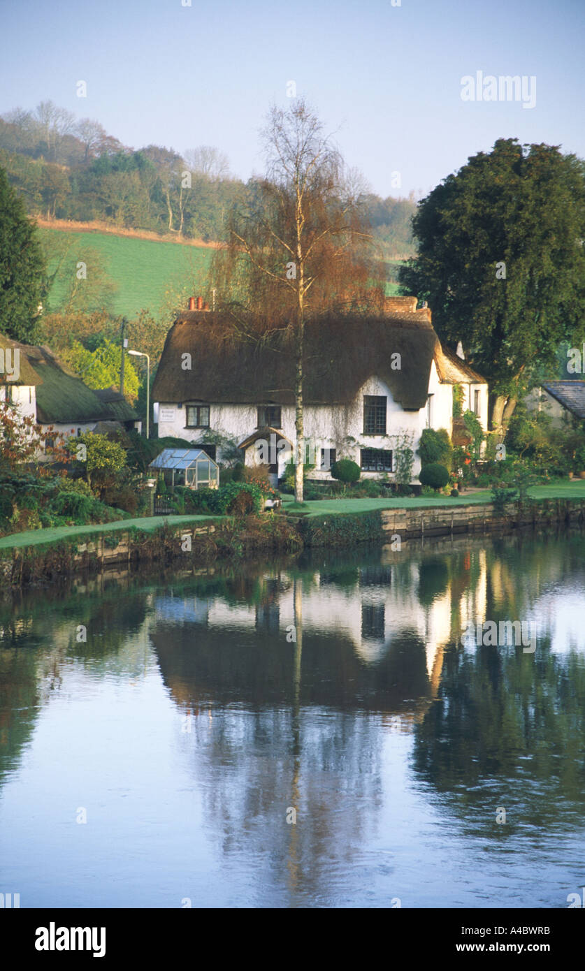 Bickleigh Cottage on River Exe Exe Valley Devon England UK Stock Photo ...