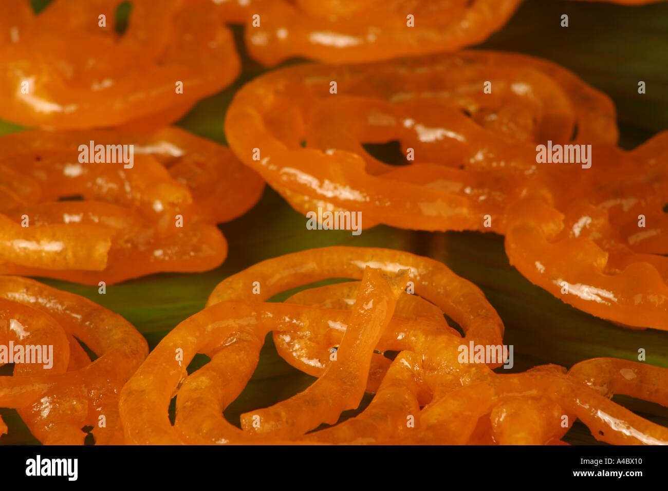 Jalebi Indian sweet dish from maida flour fried in sugar syrup on ...