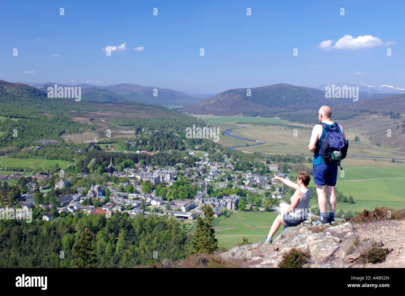 Visitors enjoying the view from the Lion's Crag overlooking Braemar ...