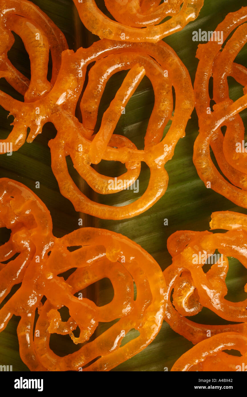 Jalebi Indian sweet dish from maida flour fried in sugar syrup on ...