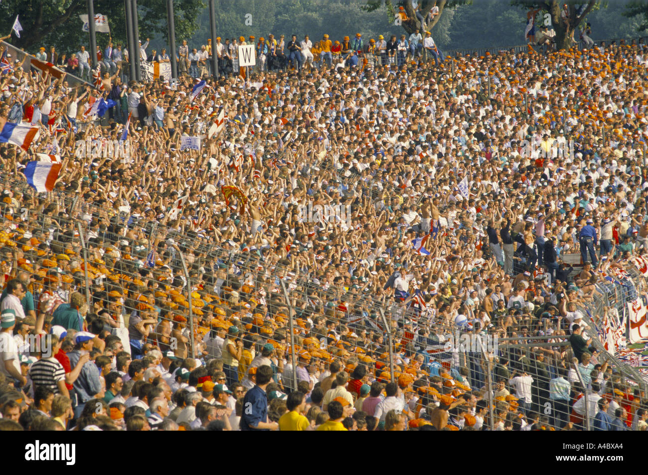 Crowds of English and Dutch supporters at a packed football match ...