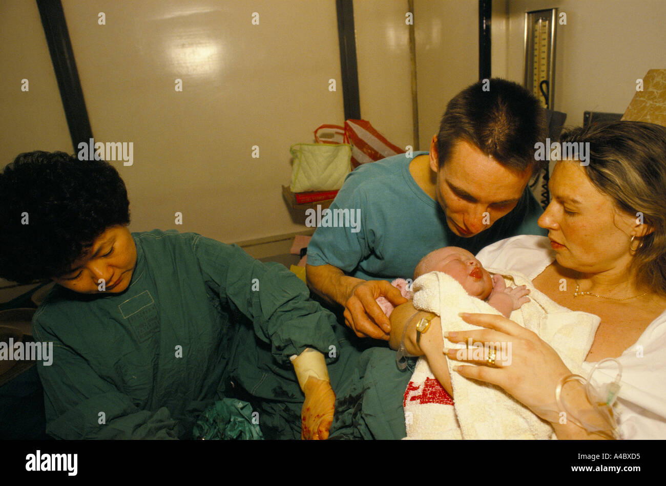 woman giving birth 1988 Stock Photo - Alamy