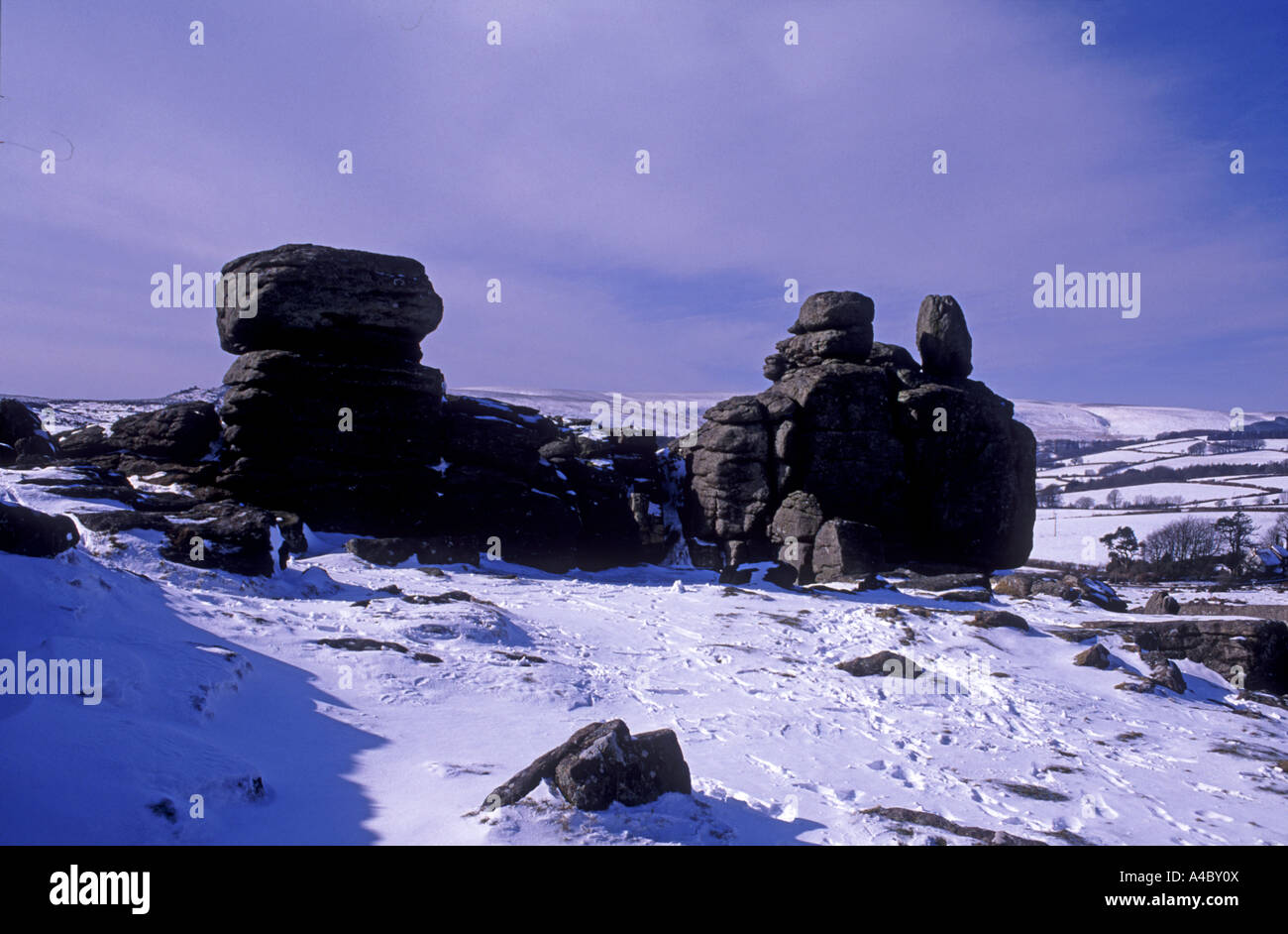 Hound Tor on Dartmoor is an earily recognisable rocky outcrop feture in ...