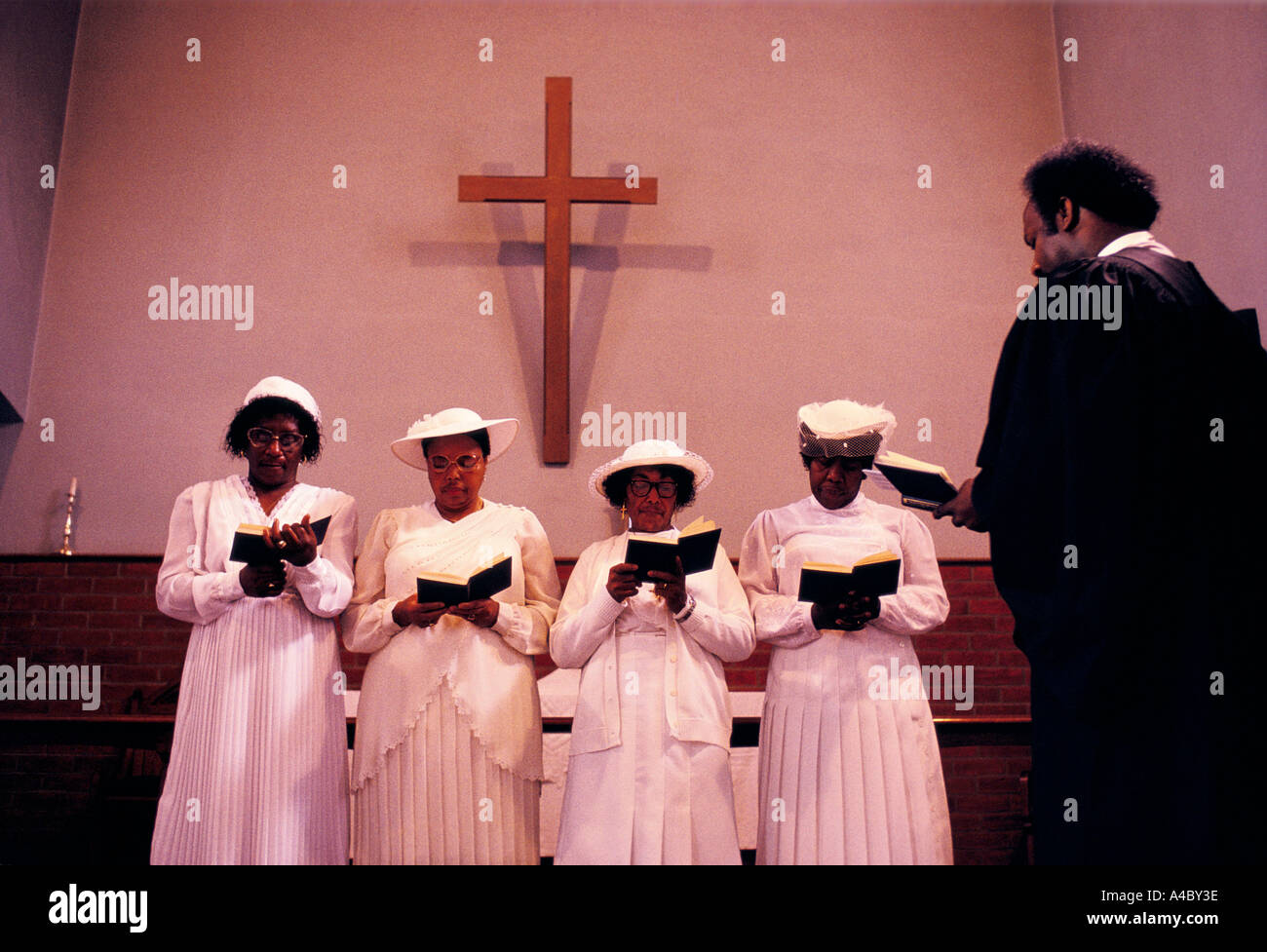 Methodist Church, Stoke Newington, London, UK: members of the choir ...