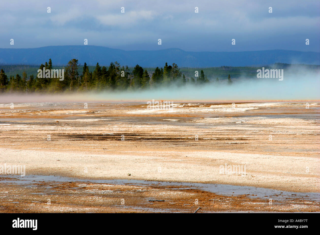 side view of grand prismatic spring, midway geyser basin, yellowstone ...