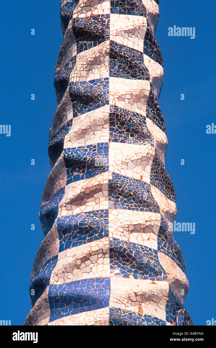 Gaudi Barcelona Guell Park Architect Antoni Gaudi.Close up detail of ...