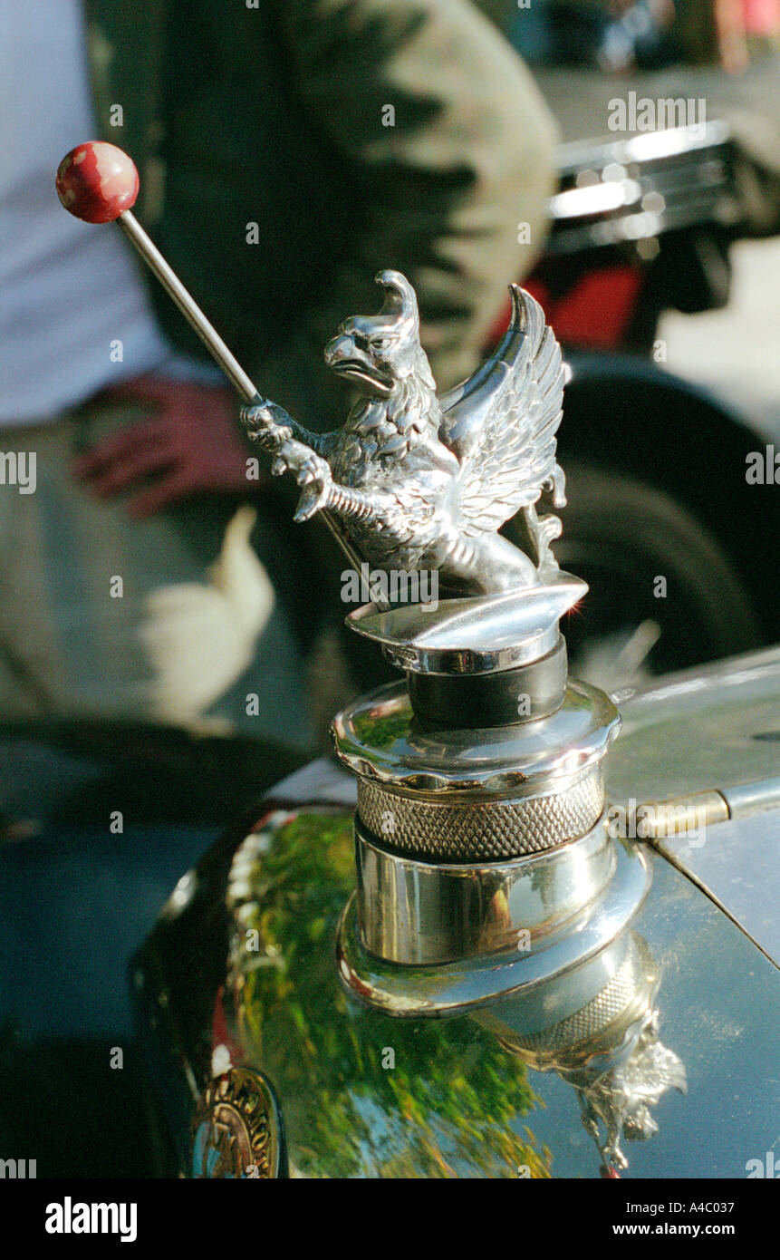 Vauxhall s Griffen emblem mascot badge on old vintage touring car ...