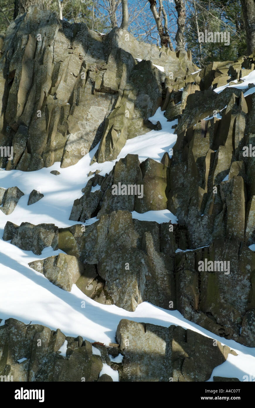 Basalt Rock sometimes called trap rock at Mount Tom State Reservation ...