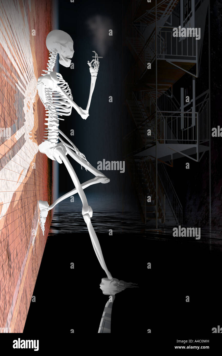 Leaning back skeleton hi-res stock photography and images - Alamy