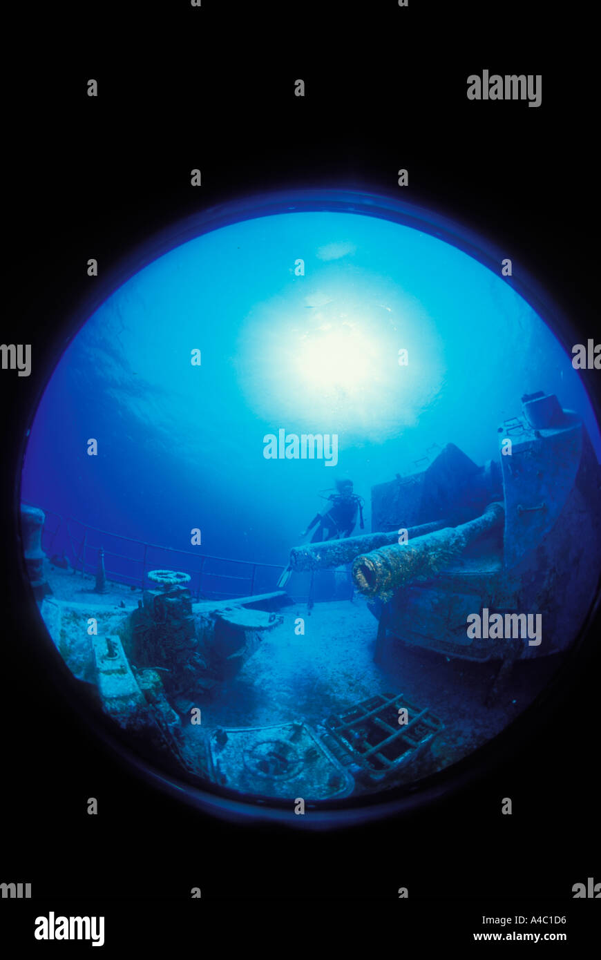 GUN TURRET OF THE RUSSIAN DESTROYER 356 CAYMAN BRAC BRITISH WEST INDIES ...