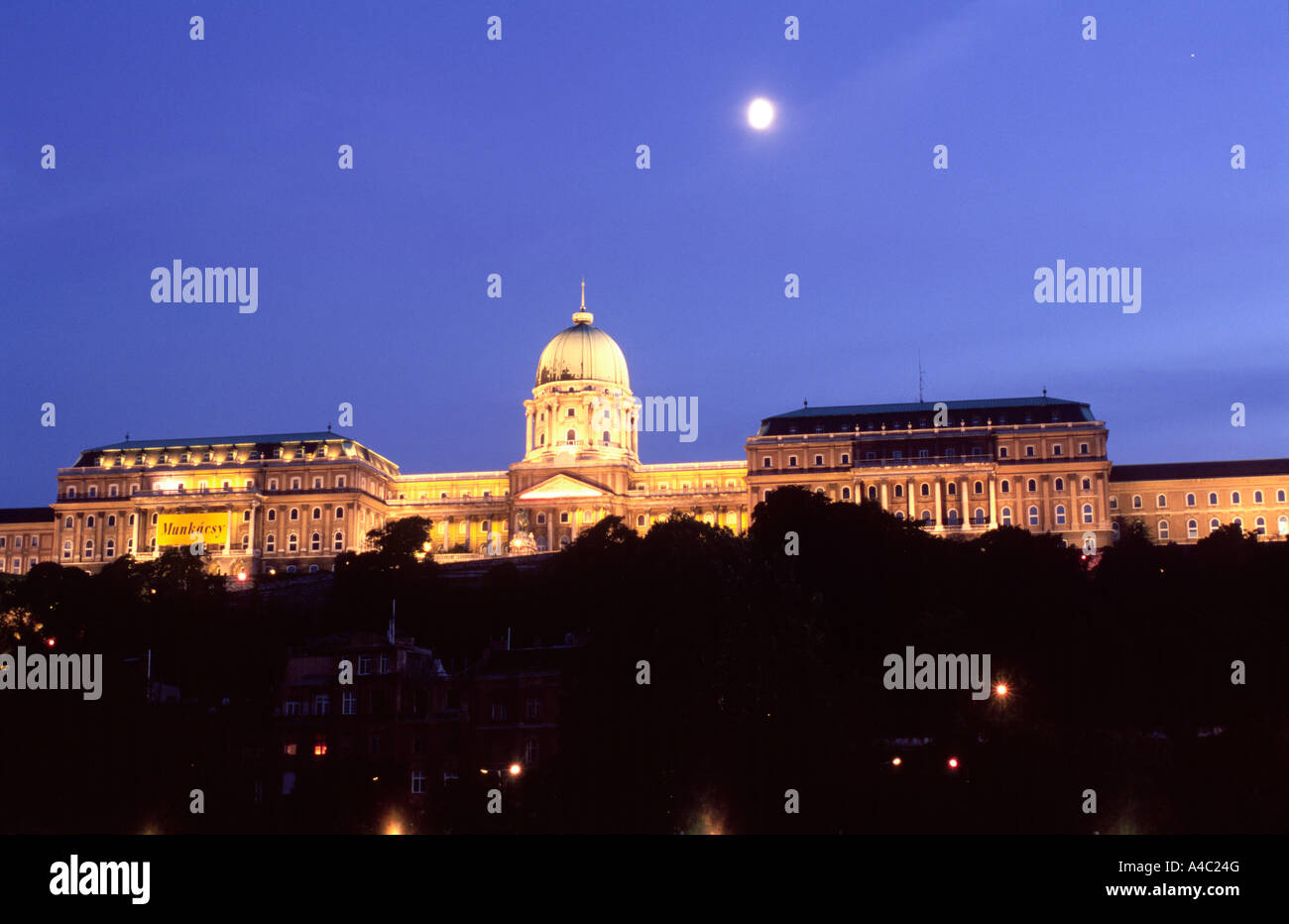 Buda Castle Royal Palace with Moon Budapest Hungary Stock Photo - Alamy